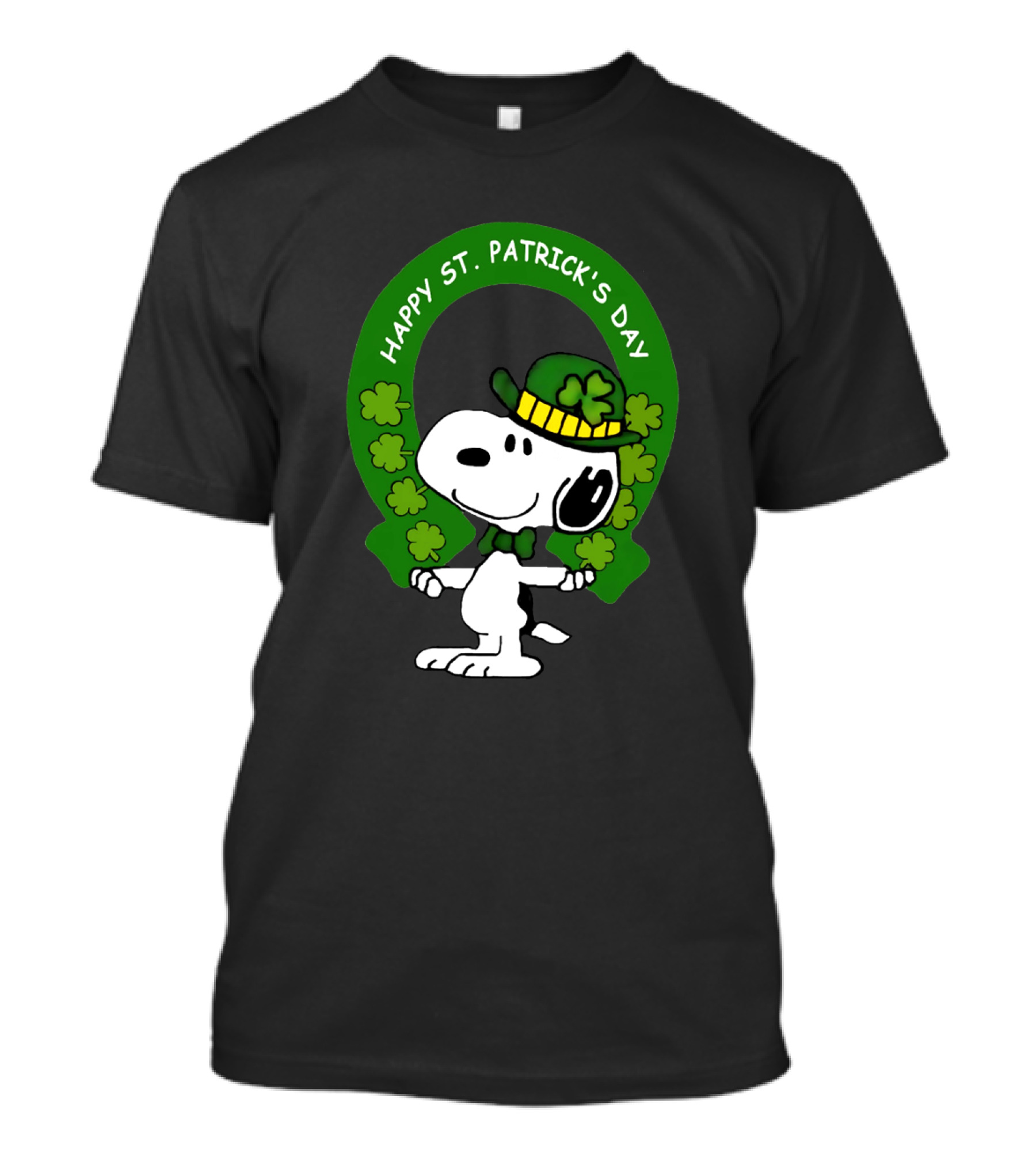 Snoopy Happy St. Patrick's Day With Shamrocks And Green Hat T-Shirt