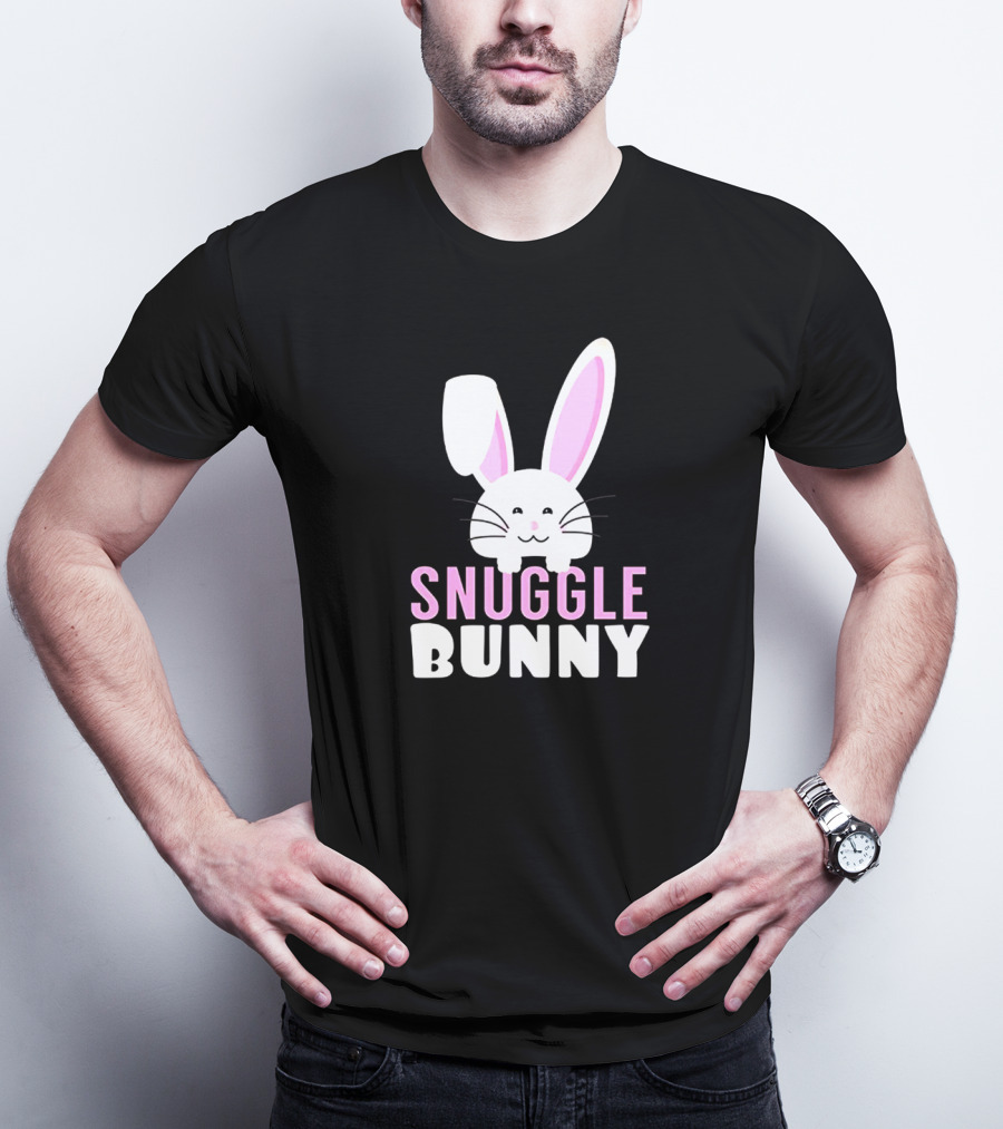 Snuggle Bunny Rabbit Cute Pink Eared Cartoon T-Shirt