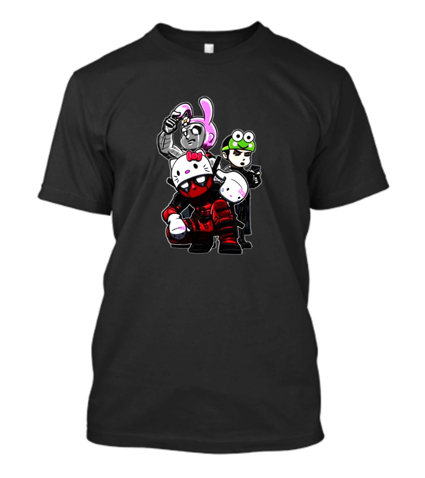 Team Hello Kitty Deadpool Anime Cosplay Collaboration Characters T-Shirt