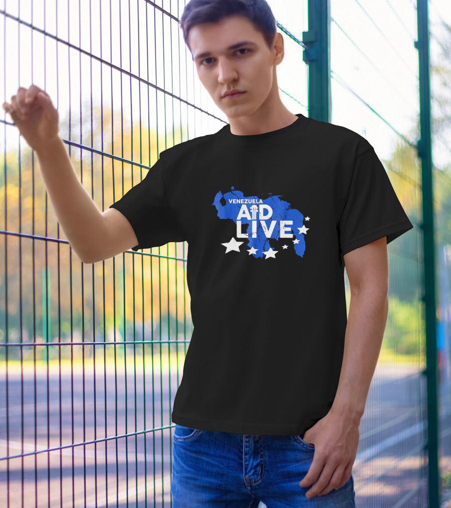 Venezuela Aid Live Blue Map And Stars T-Shirt