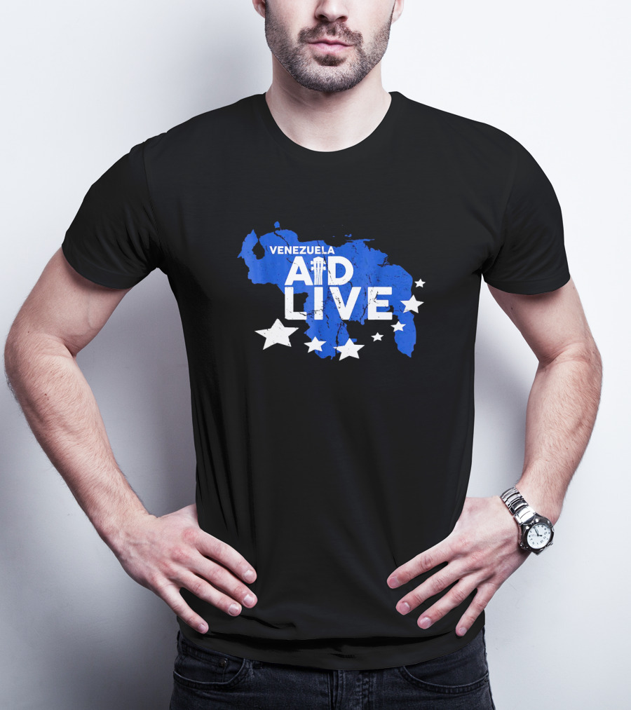 Venezuela Aid Live Blue Map And Stars T-Shirt