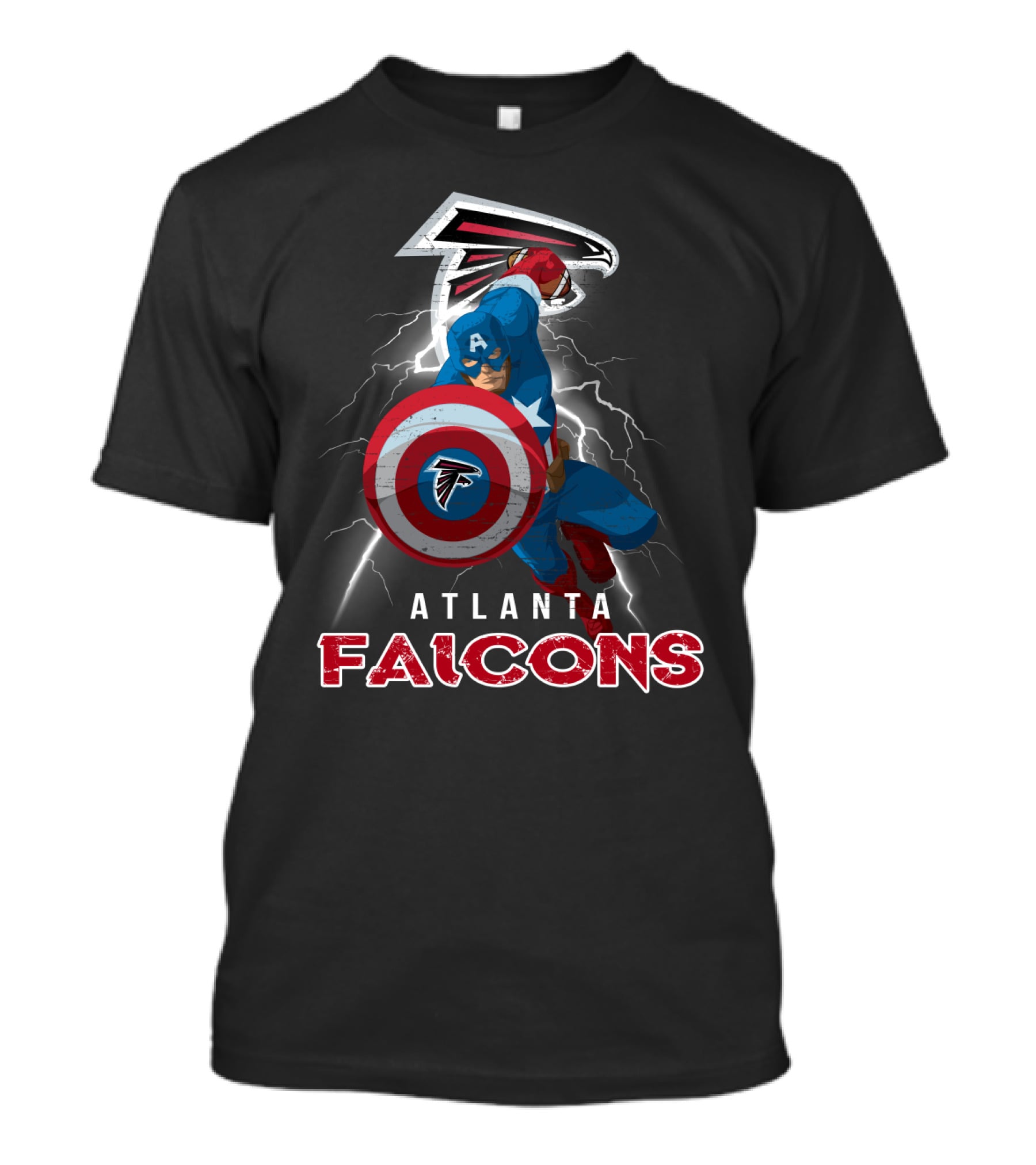Atlanta Falcons Captain America Nfl Shield Lightning T-Shirt