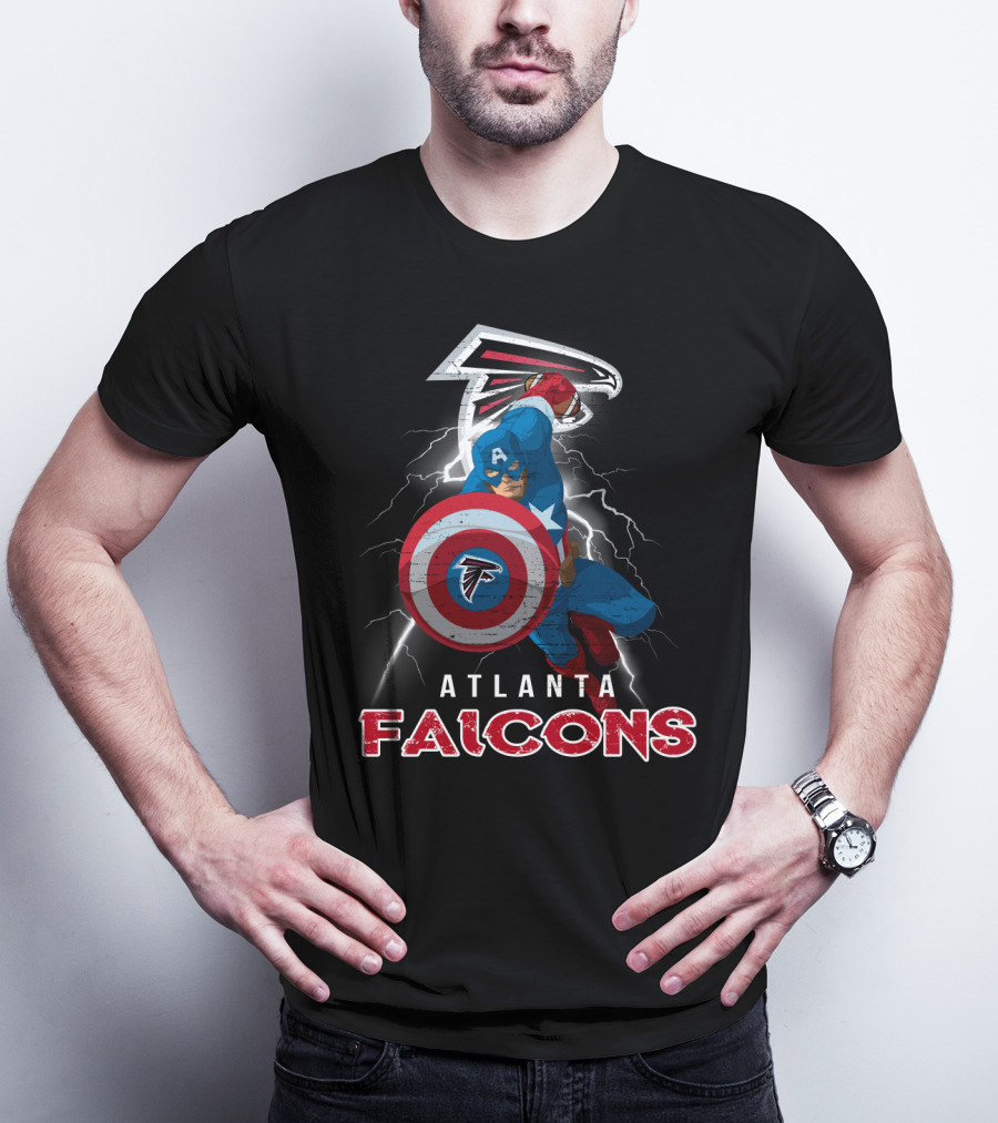 Atlanta Falcons Captain America Nfl Shield Lightning T-Shirt