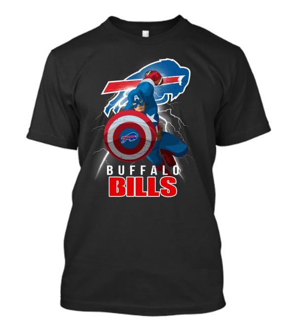Captain America Buffalo Bills Nfl Superhero Collaboration T-Shirt