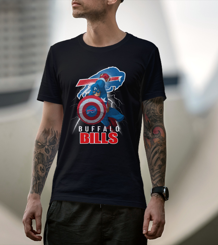 Captain America Buffalo Bills Nfl Superhero Collaboration T-Shirt