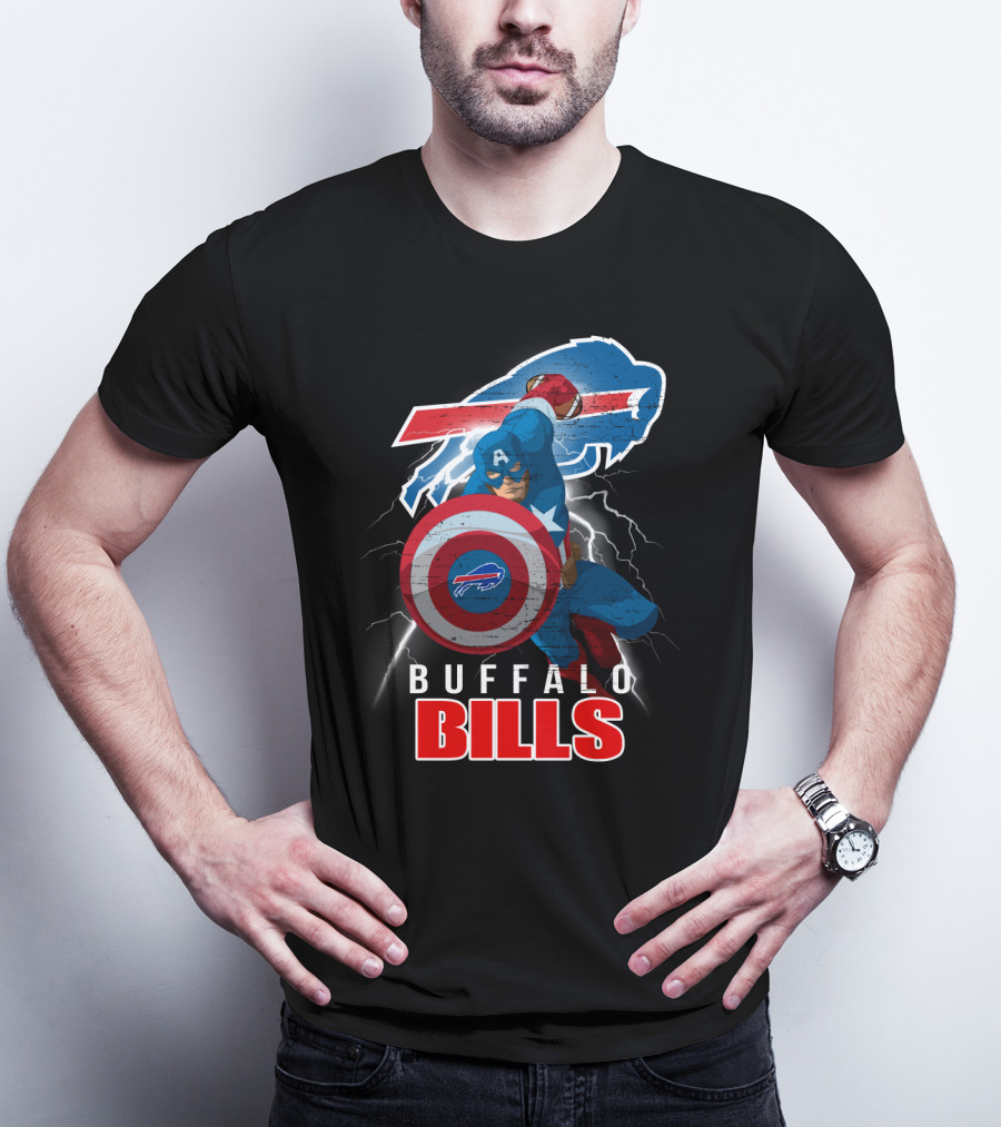 Captain America Buffalo Bills Nfl Superhero Collaboration T-Shirt