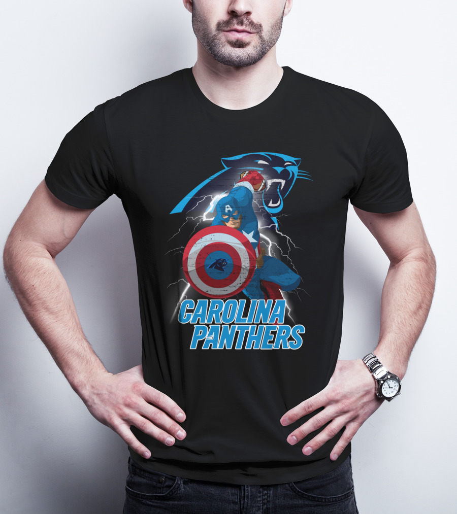 Carolina Panthers Captain America Nfl Crossover T-Shirt