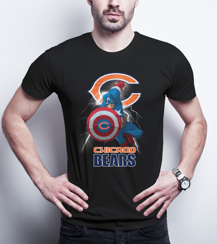 Captain America Chicago Bears Nfl Superhero Fan T-Shirt