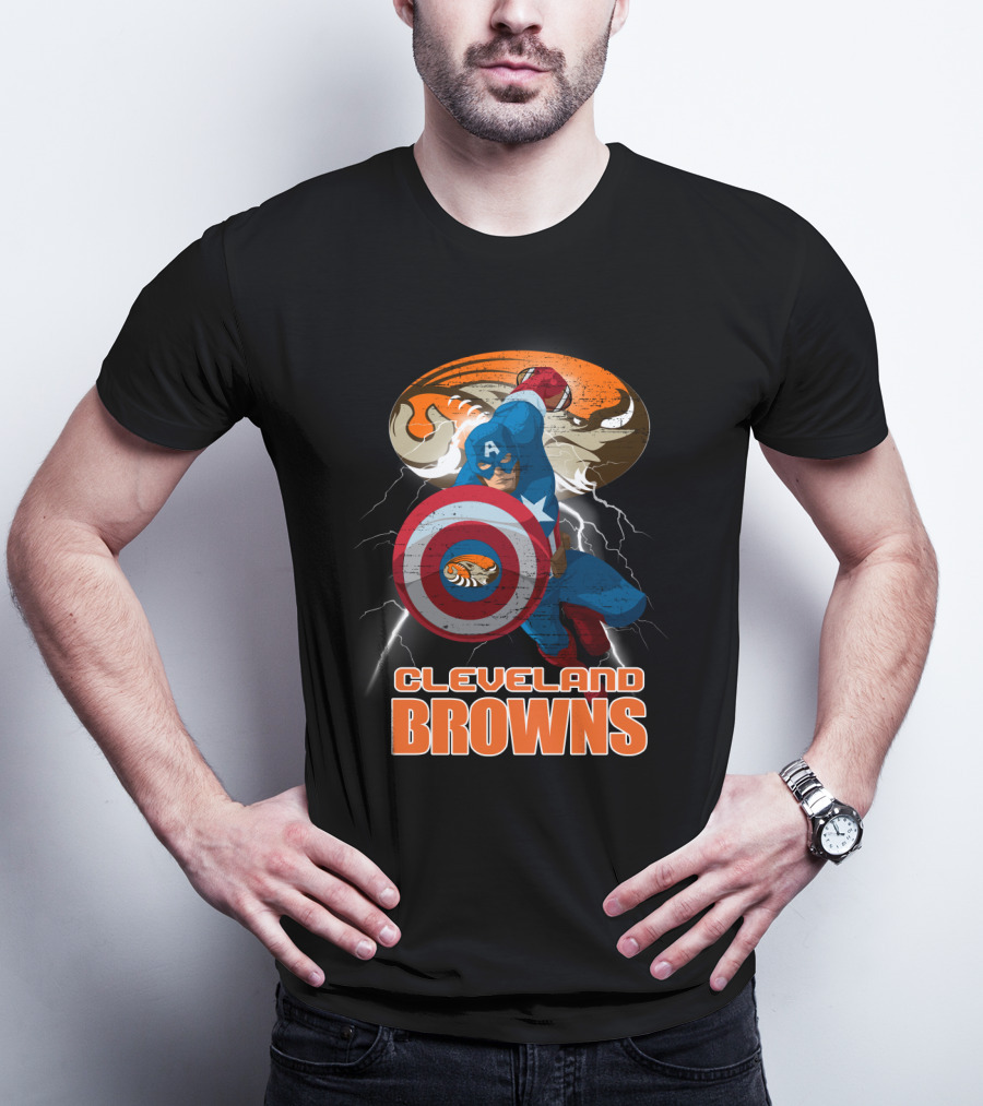Captain America Cleveland Browns Nfl Football Crossover T-Shirt
