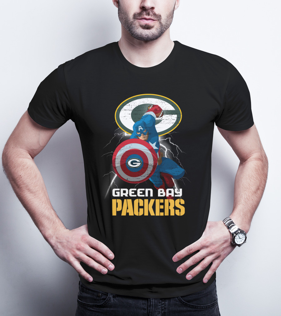 Green Bay Packers Captain America Shield Nfl Crossover T-Shirt
