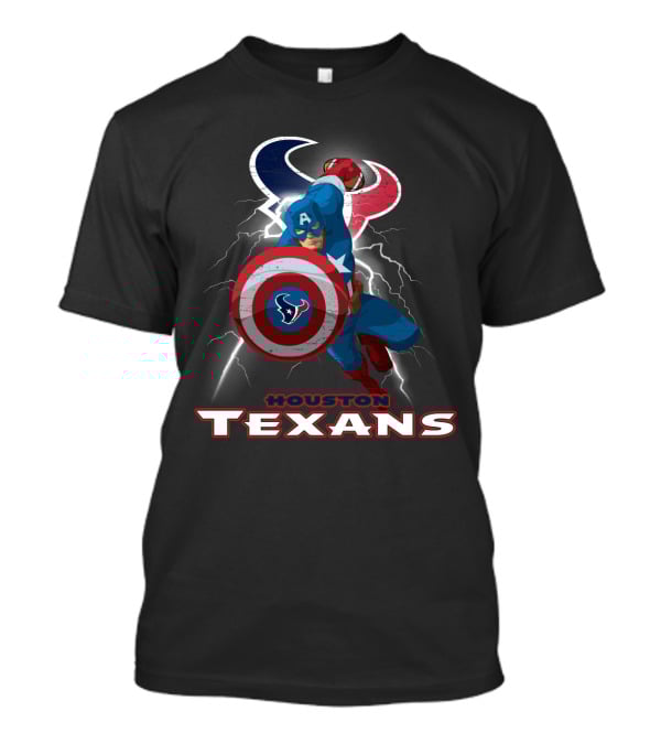 Houston Texans Captain America Nfl Lightning Shield T-Shirt
