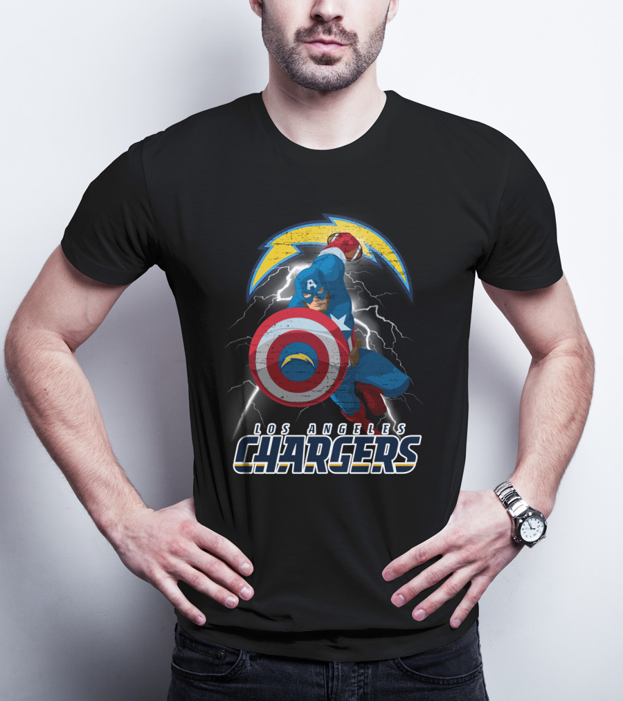 Los Angeles Chargers Captain America Nfl Crossover T-Shirt