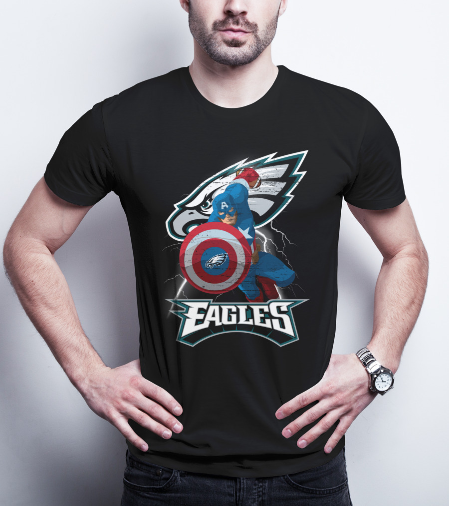 Philadelphia Eagles Captain America Nfl Shield T-Shirt