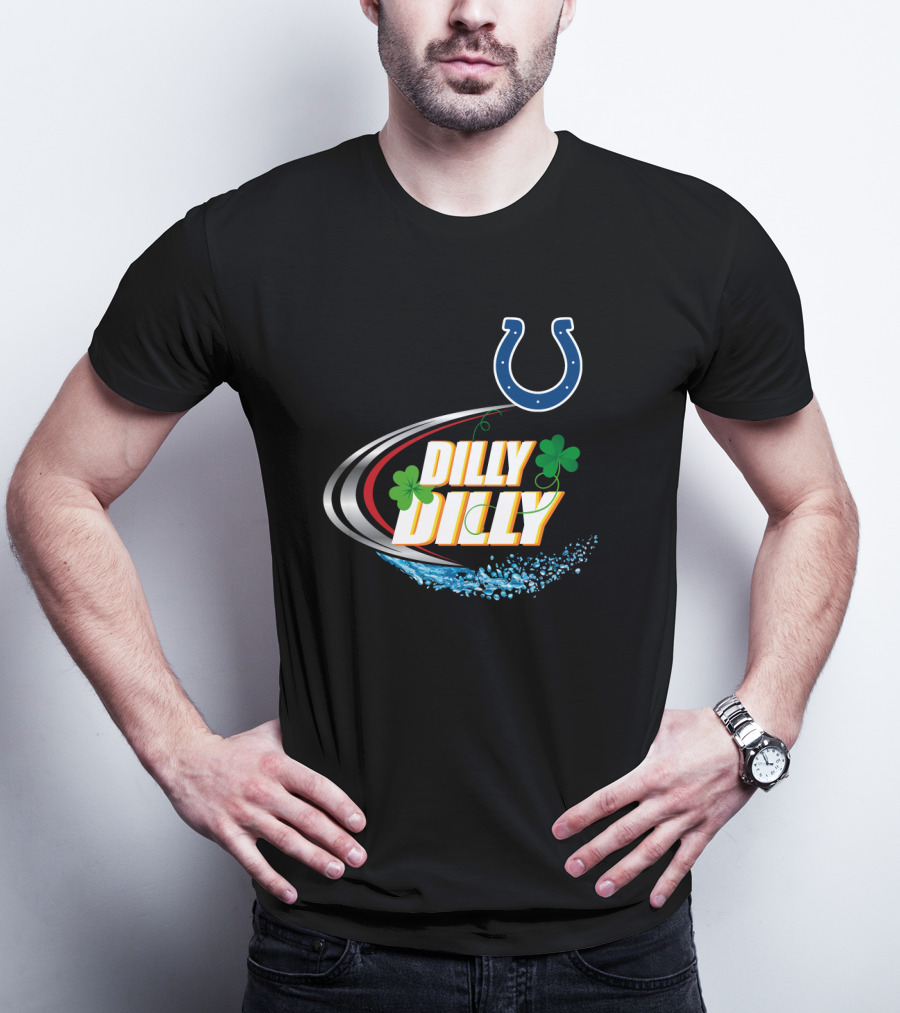 Dilly Dilly Indianapolis Colts Logo With Shamrocks And Splash Elements T-Shirt