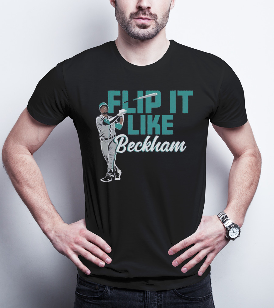 Baseball Bat Flip It Like Beckham Seattle Mariners Fans T-Shirt