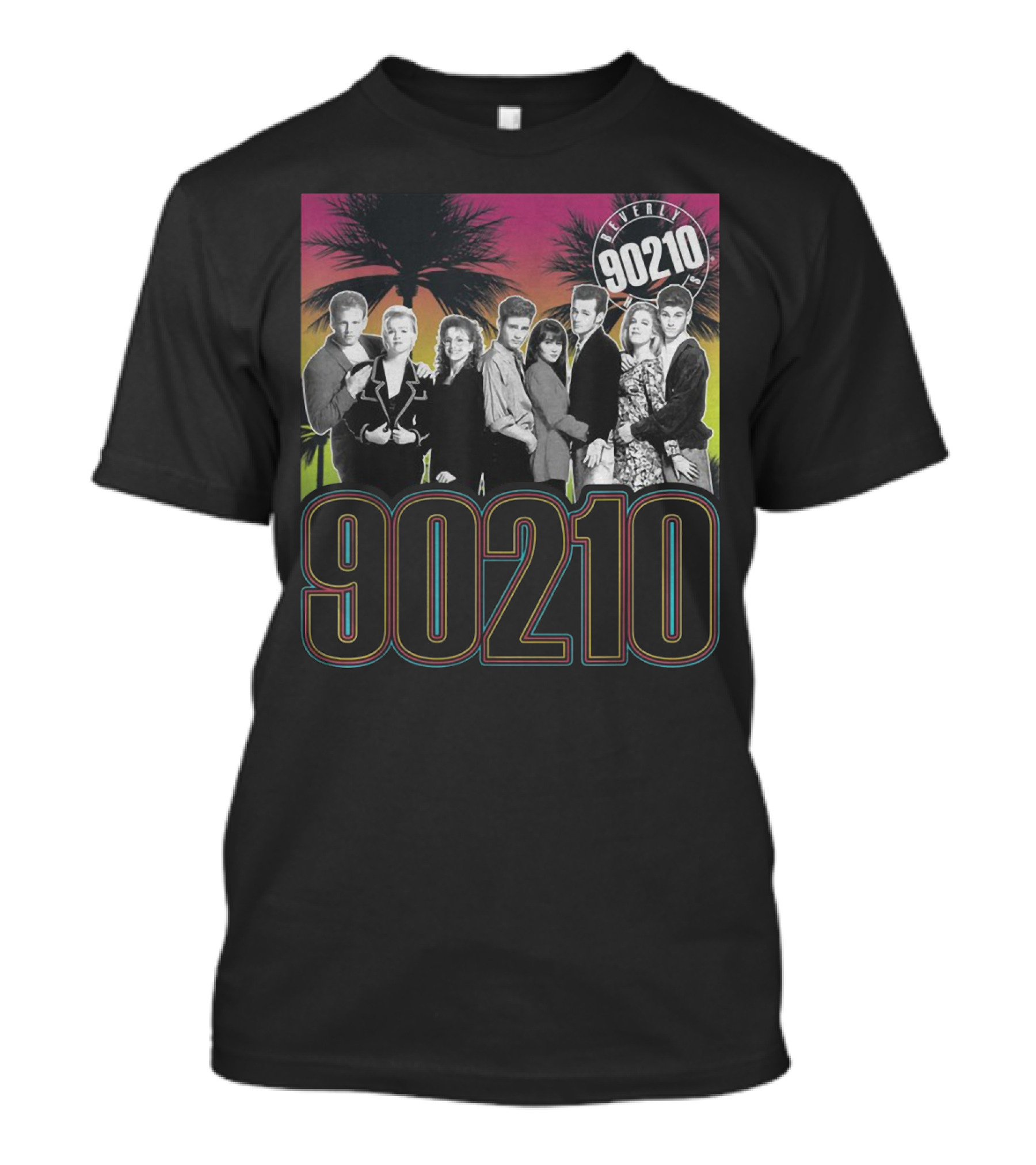 Beverly Hills 90210 Cast With Palm Trees Retro Style 90s Vibe T-Shirt