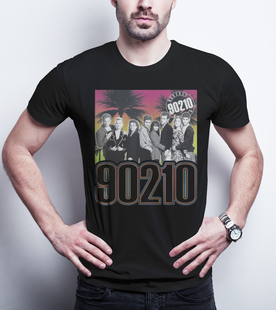Beverly Hills 90210 Cast With Palm Trees Retro Style 90s Vibe T-Shirt
