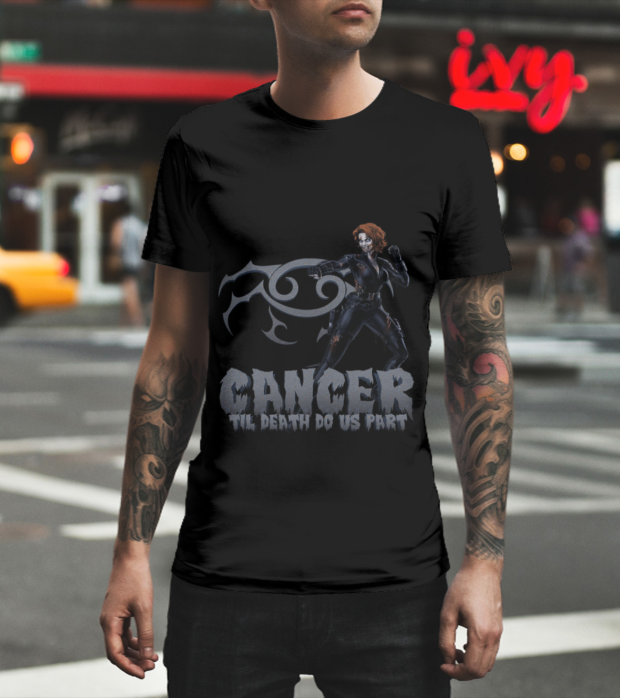 Cancer Til Death Do Us Part Black Widow Marvel Fans T-Shirt