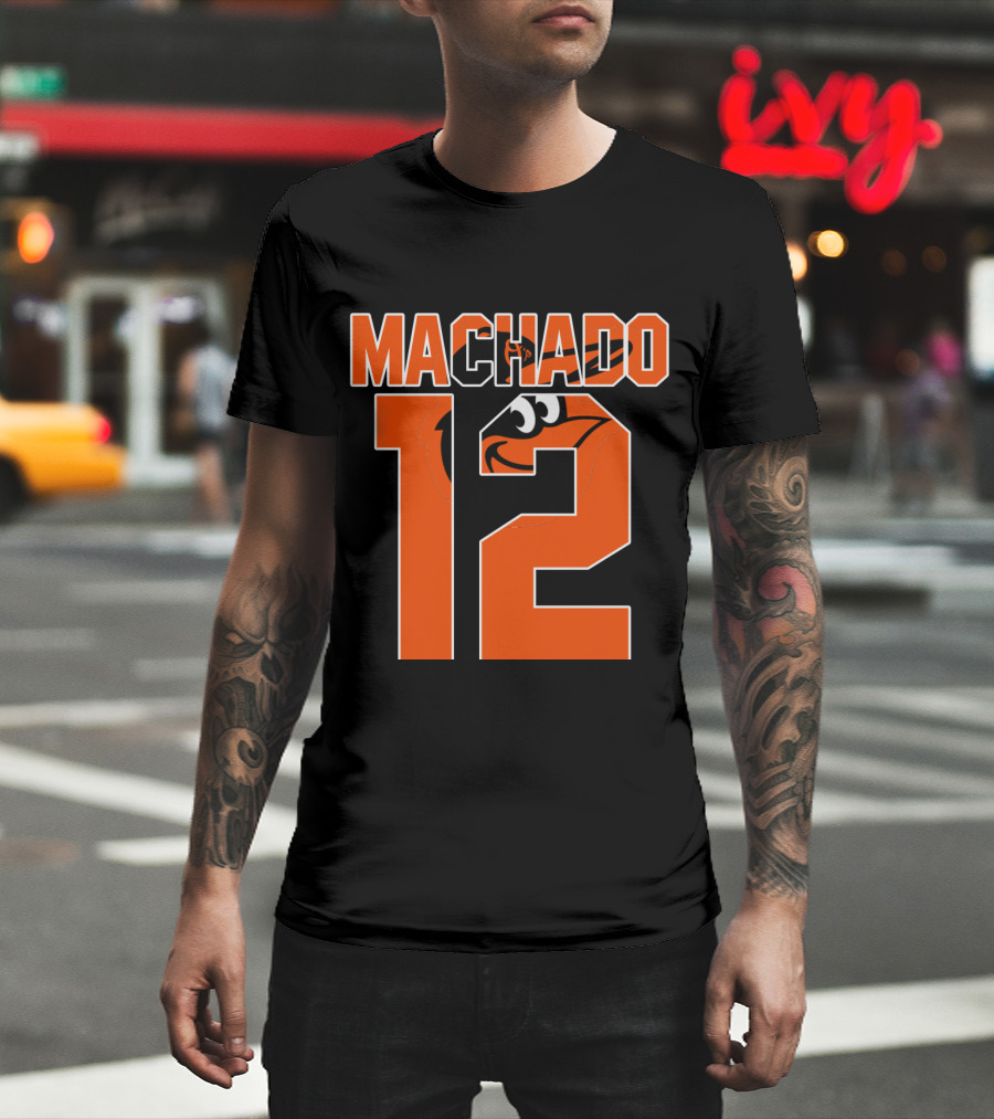 Baltimore Orioles Machado 12 Majestic Baseball Player T-Shirt