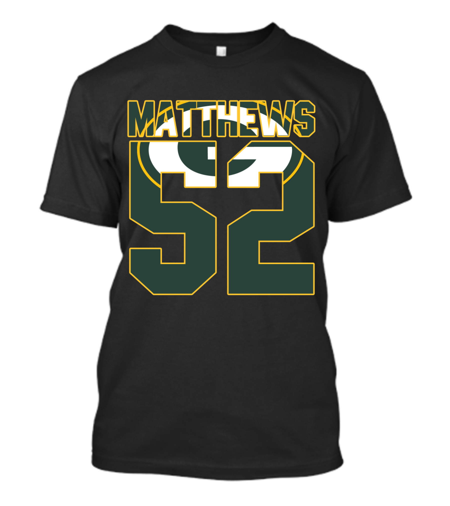 Green Bay Packers Matthews 52 Logo Jersey T-Shirt
