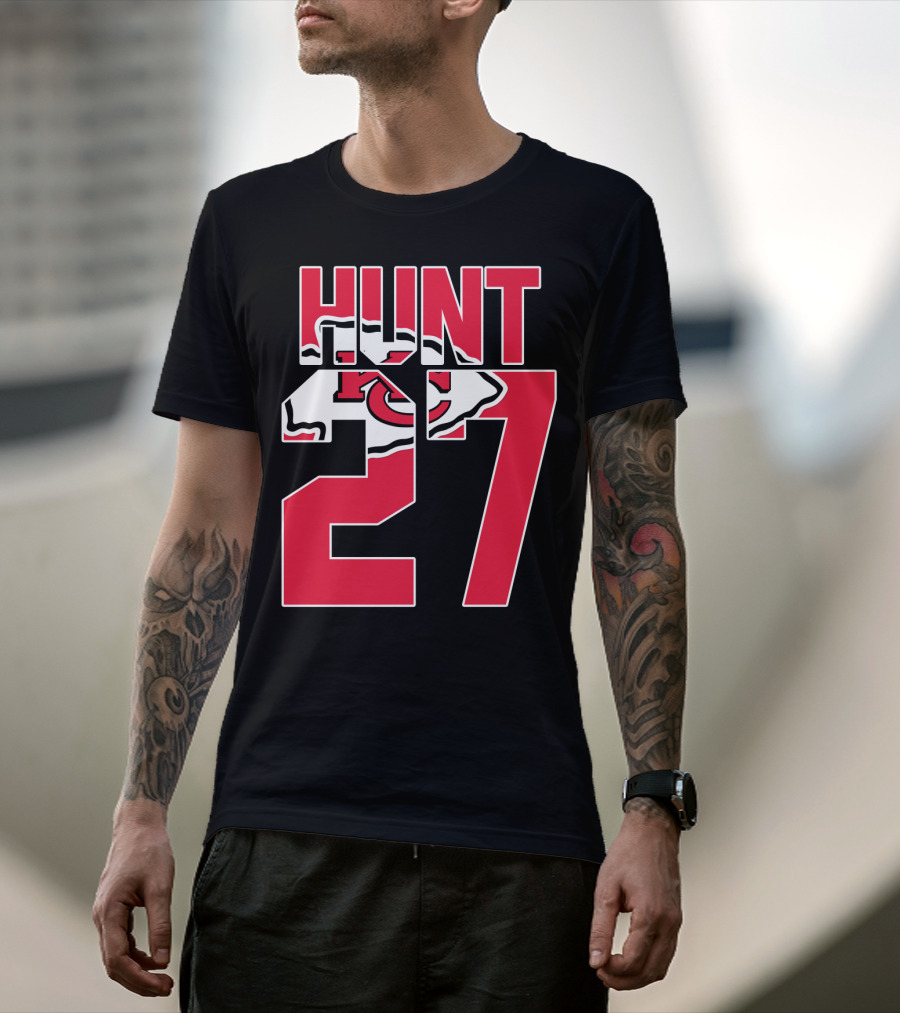 Hunt 27 Kansas City Chiefs Logo Kareem Hunt Game Jersey T-Shirt