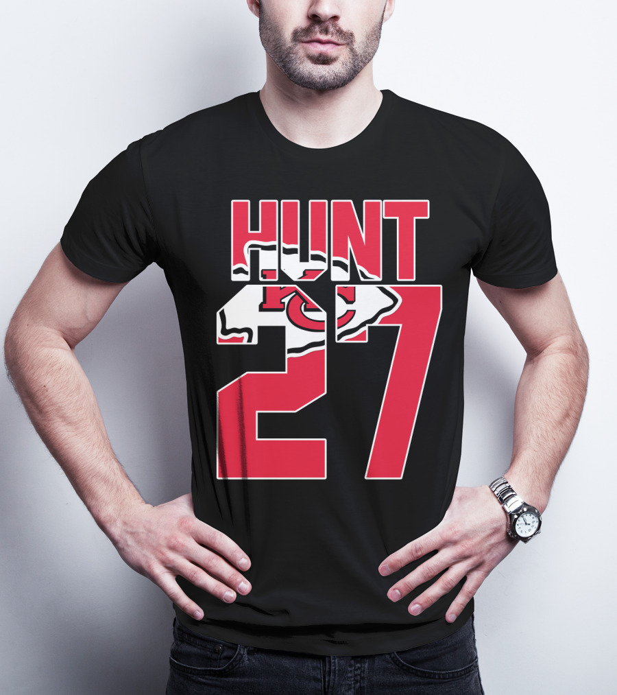 Hunt 27 Kansas City Chiefs Logo Kareem Hunt Game Jersey T-Shirt