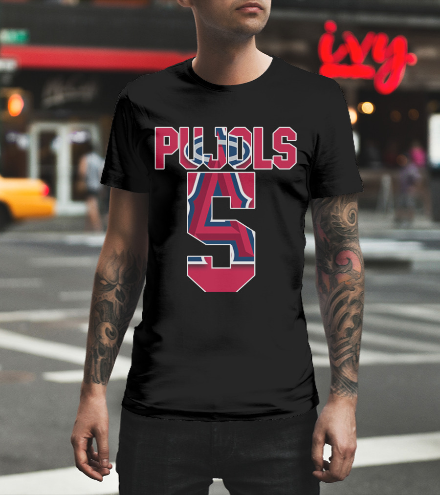 Pujols 5 Los Angeles Angels Baseball Icon Albert Pujols T-Shirt