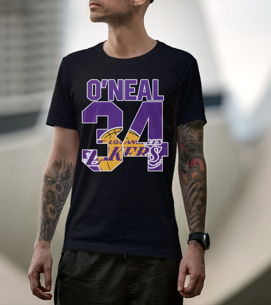 O'neal 34 Los Angeles Lakers Shaquille O'neal Basketball Legends T-Shirt