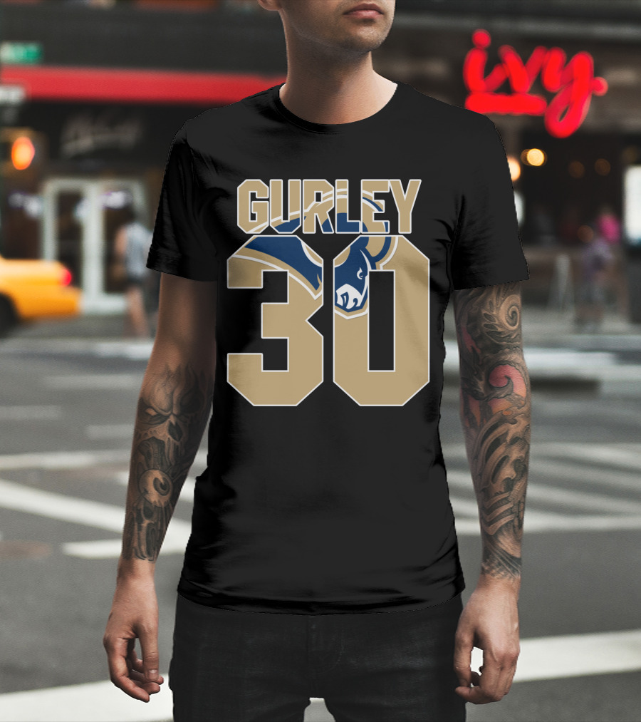Gurley 30 Los Angeles Rams Logo Jersey T-Shirt
