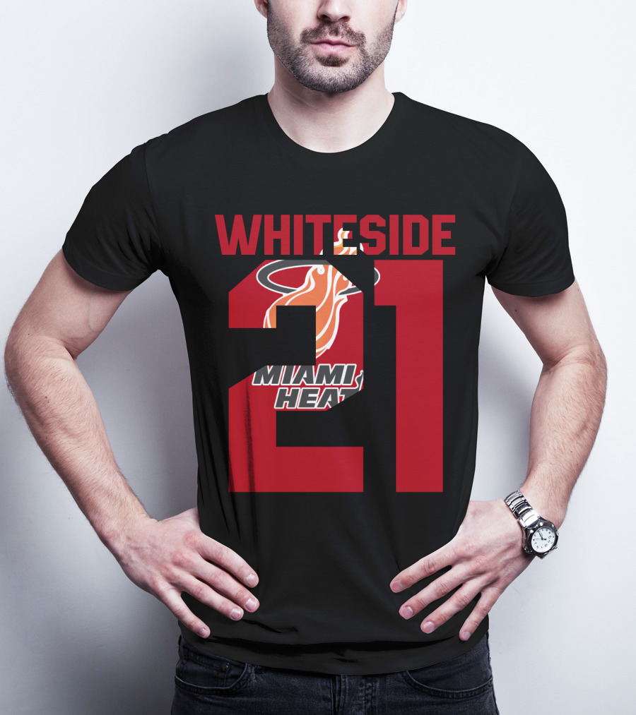 Whiteside 21 Miami Heat Iconic Basketball Tribute T-Shirt