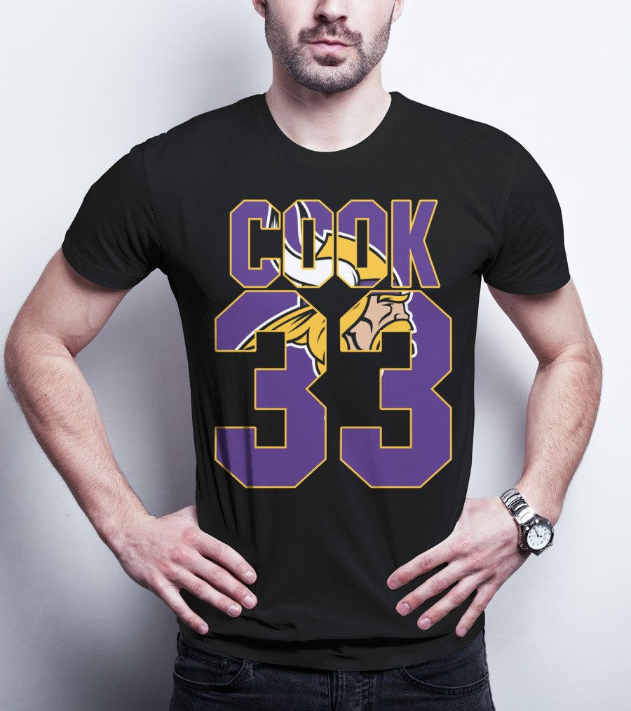 Minnesota Vikings Dalvin Cook 33 Viking Head Logo Jersey T-Shirt
