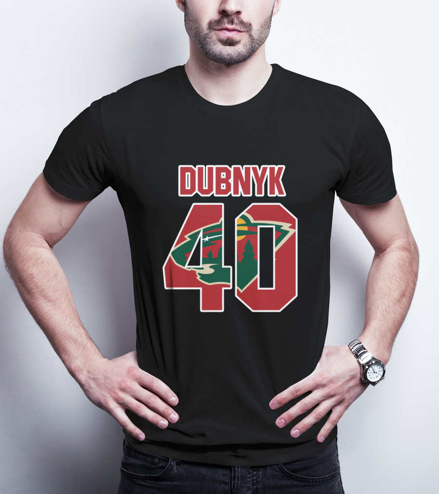 Dubnyk 40 Minnesota Wild NHL Logo Player Jersey T-Shirt