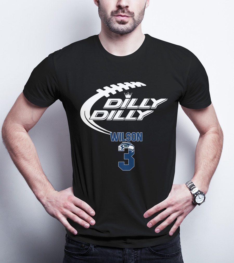 Seattle Seahawks Wilson Dilly Dilly Football Crown T-Shirt