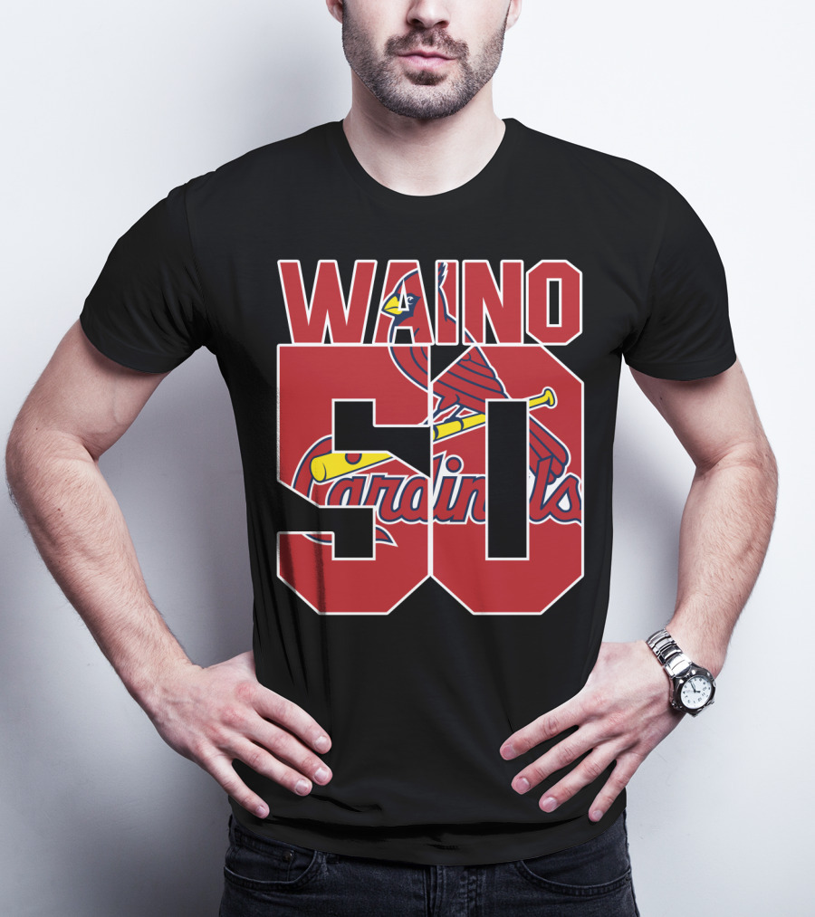 Waino 50 St. Louis Cardinals Iconic Logo Adam Wainwright T-Shirt