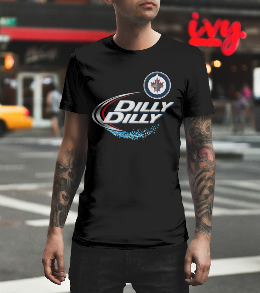 Winnipeg Jets Dilly Dilly Hockey Fan Slogan With Team Logo And Ice Splash T-Shirt