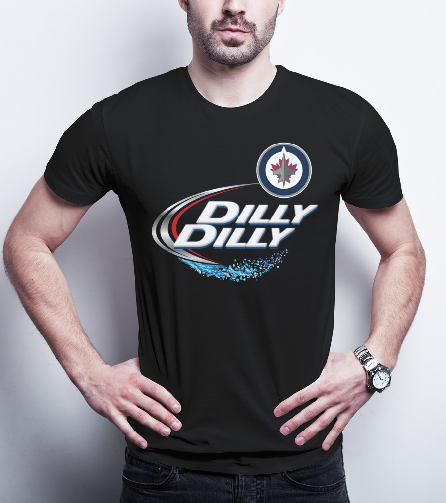 Winnipeg Jets Dilly Dilly Hockey Fan Slogan With Team Logo And Ice Splash T-Shirt