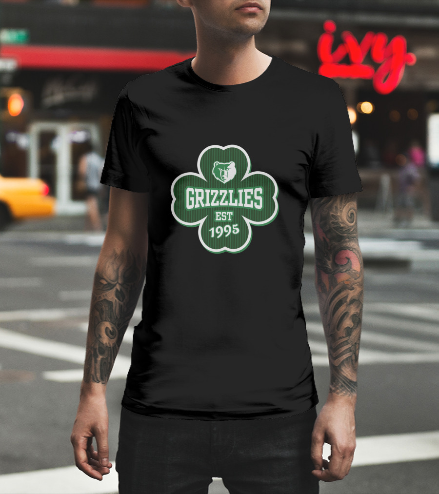 Grizzlies Est 1995 Shamrock Logo Patrick's Day T-Shirt