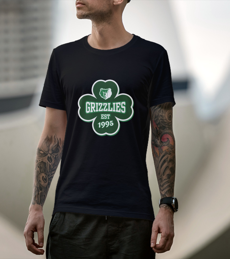 Grizzlies Est 1995 Shamrock Logo Patrick's Day T-Shirt