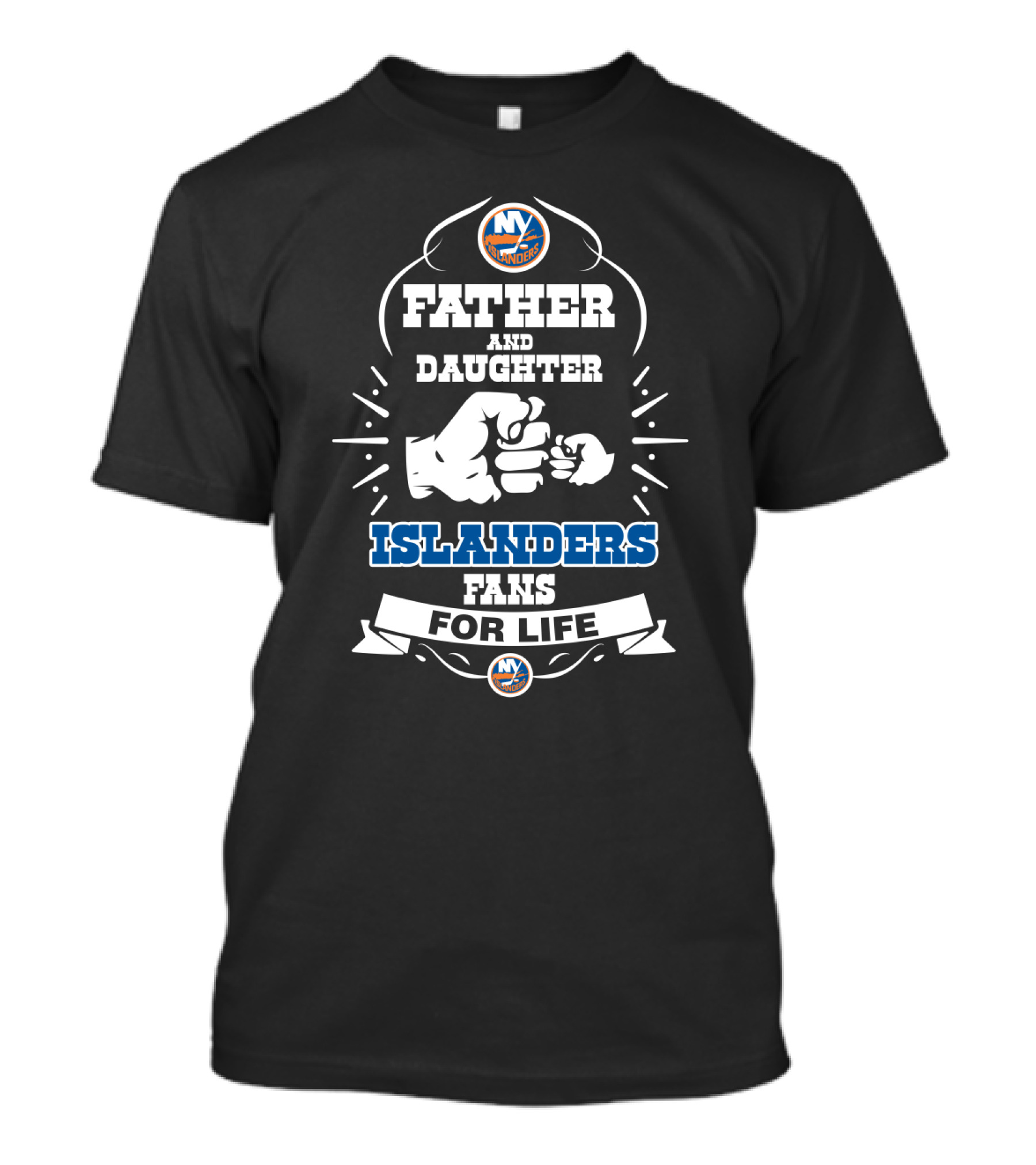 Father And Daughter Islanders Fans For Life New York Loyalty Fist Bump T-Shirt