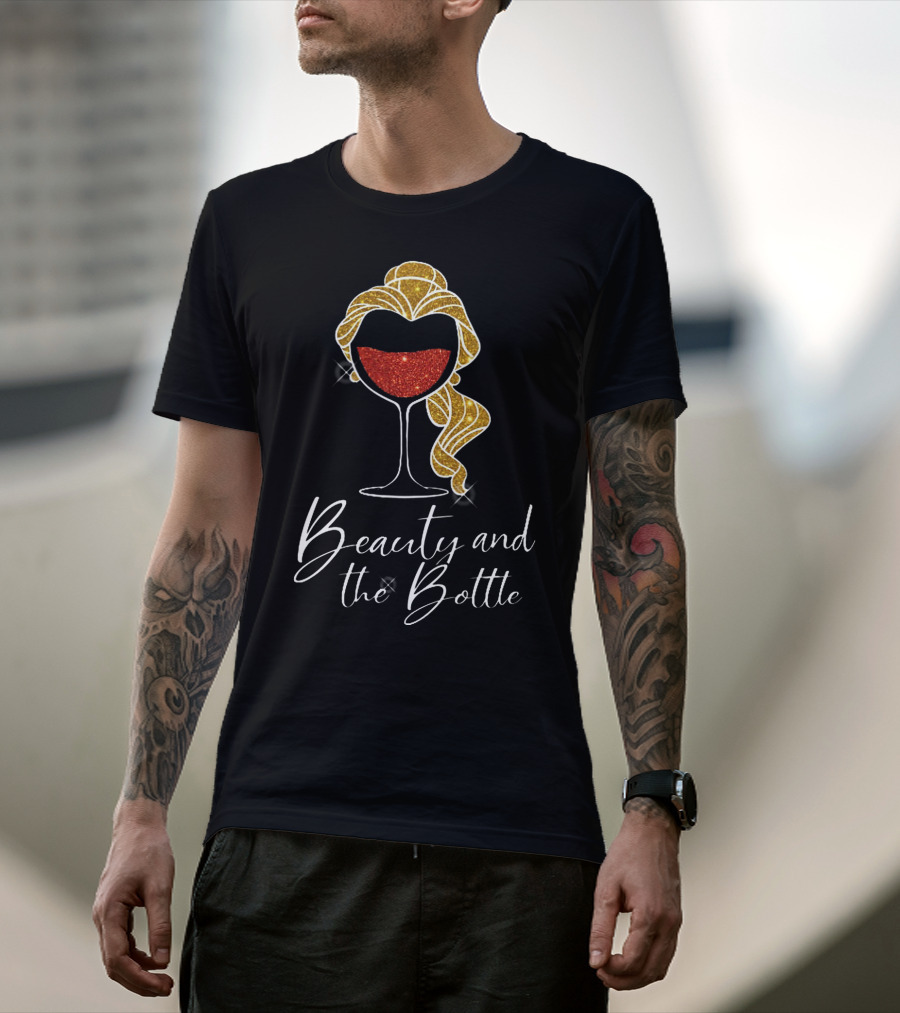 Beauty And The Bottle Sparkling Wine Lover's Glam T-Shirt