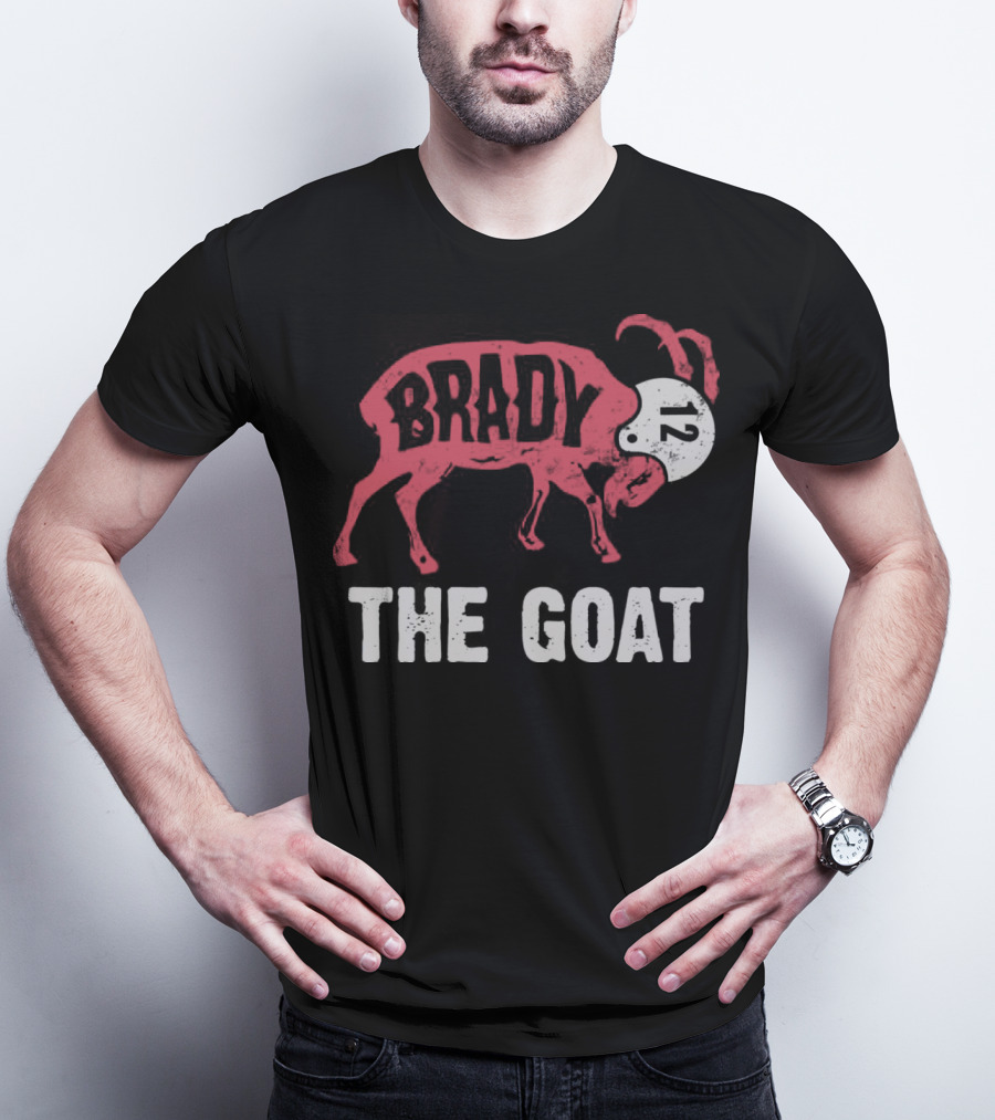 Brady 12 The Goat Graphic With Number Helmet T-Shirt