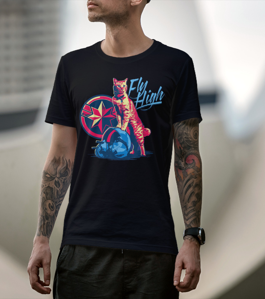 Captain Marvel Goose Fly High Star Emblem Pilot Helmet T-Shirt