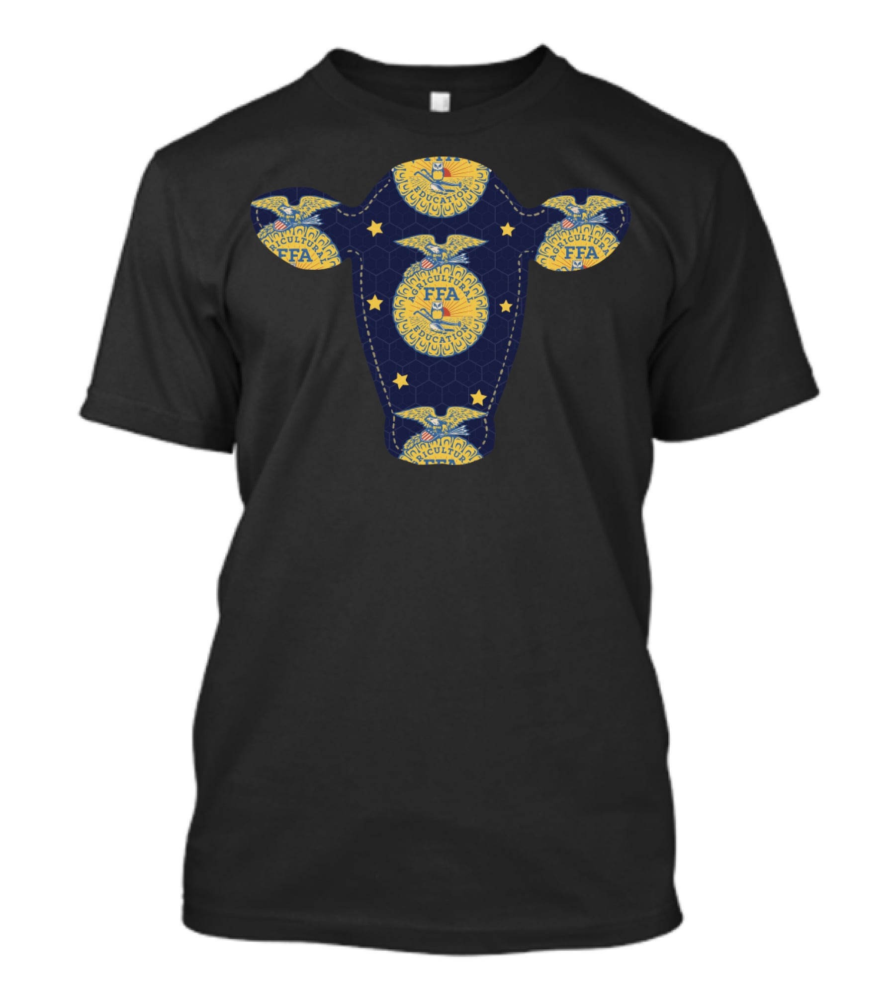 Cow Heifer FFA Agriculture FFA Emblem Pattern With Stars T-Shirt