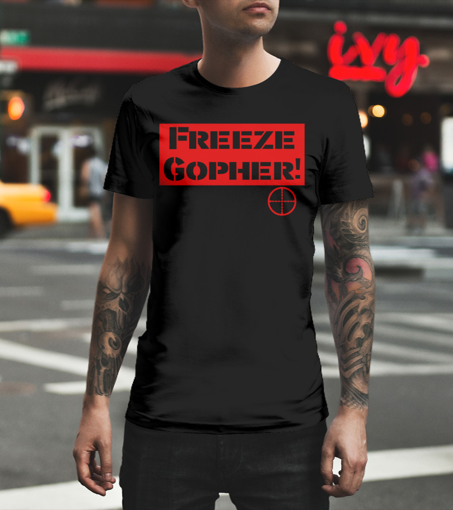 Freeze Gopher Red Stencil With Crosshair Target T-Shirt