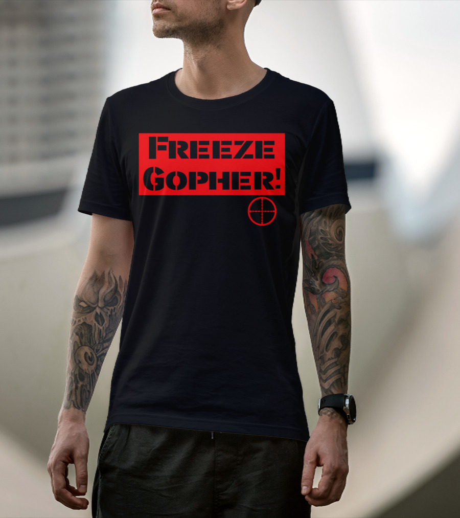 Freeze Gopher Red Stencil With Crosshair Target T-Shirt