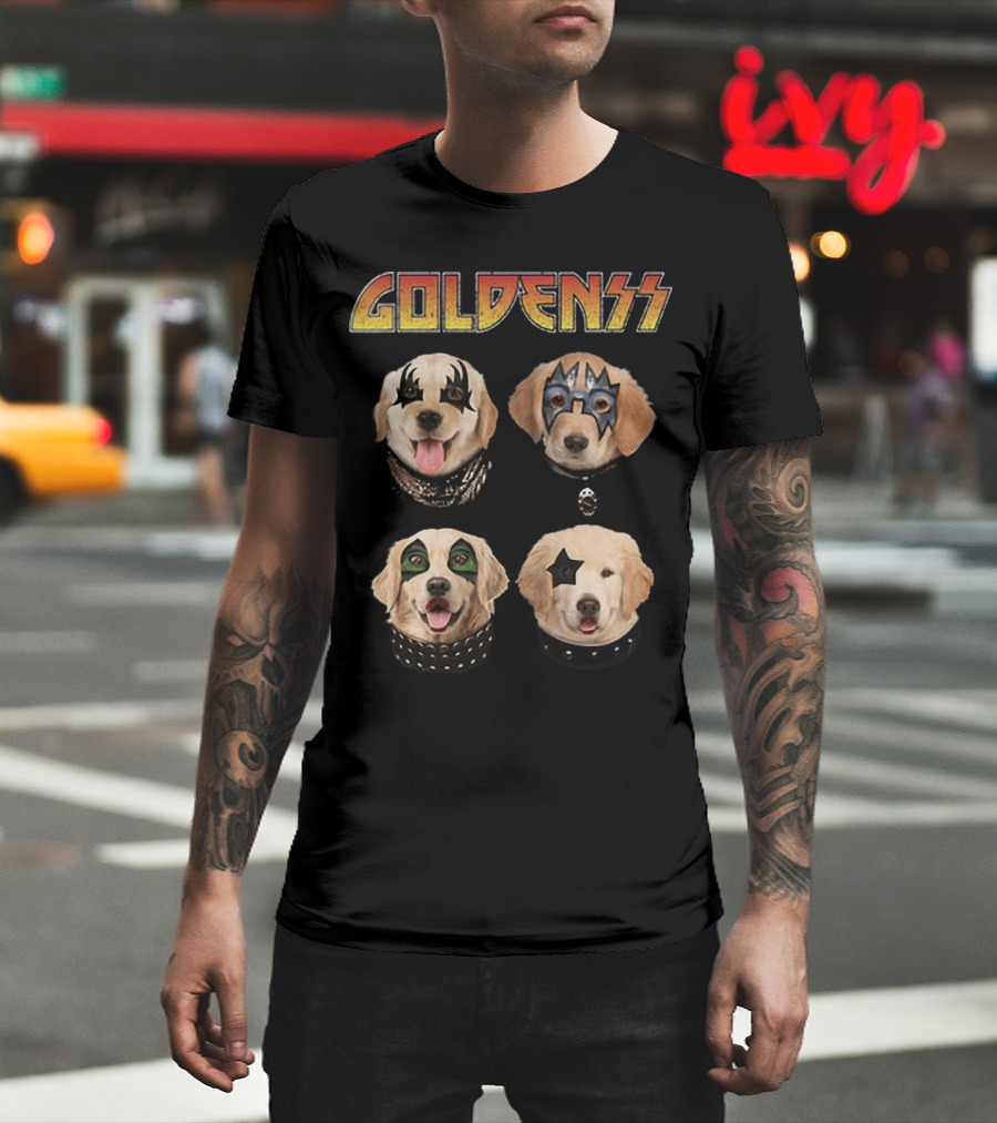 GOLDENSS With Dogs In Iconic Rock Band Makeup Styles T-Shirt