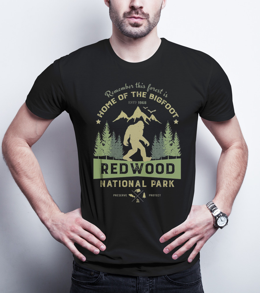 Redwood National Park Bigfoot Home Estd 1968 Preserve Protect T-Shirt