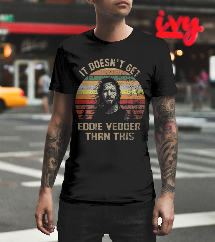 It Doesn't Get Eddie Vedder Than This Vintage Striped Sunset Forest T-Shirt
