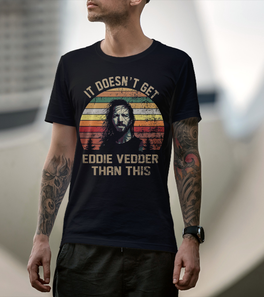 It Doesn't Get Eddie Vedder Than This Vintage Striped Sunset Forest T-Shirt