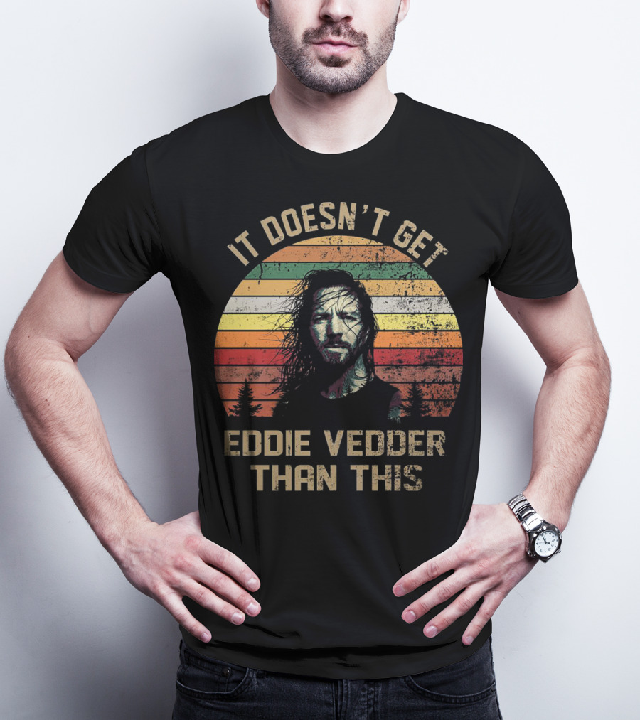 It Doesn't Get Eddie Vedder Than This Vintage Striped Sunset Forest T-Shirt
